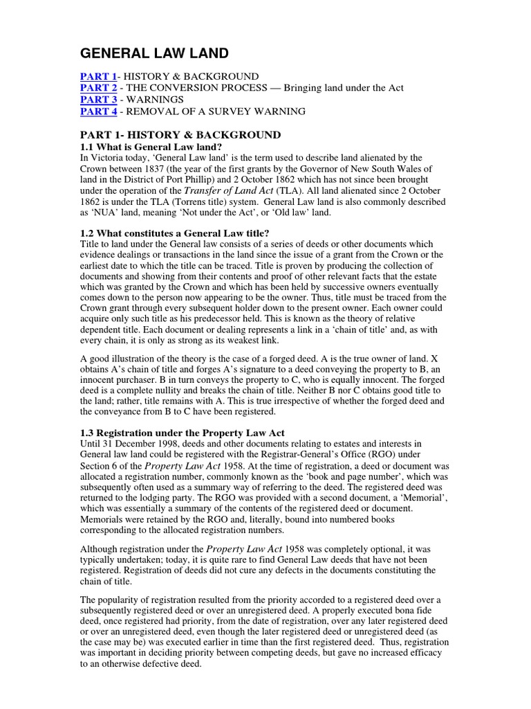 General Law Land | PDF | Conversion (Law) | Deed