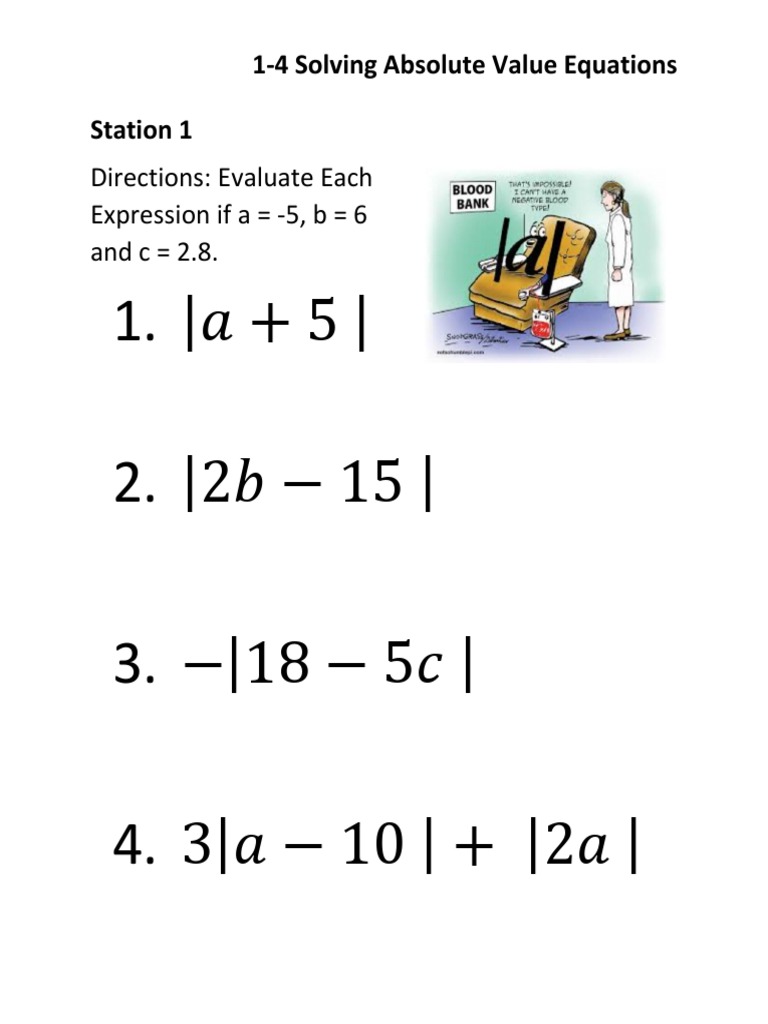1-4 Solving Inequalities Student Stations | PDF