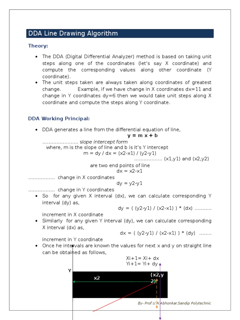 DDA Line Drawing Algorithm Explained | PDF | Graphic Design ...