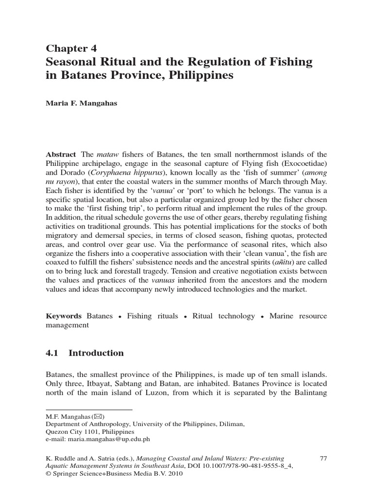 Seasonal Ritual and The Regulation of Fishing in Batanes Province ...