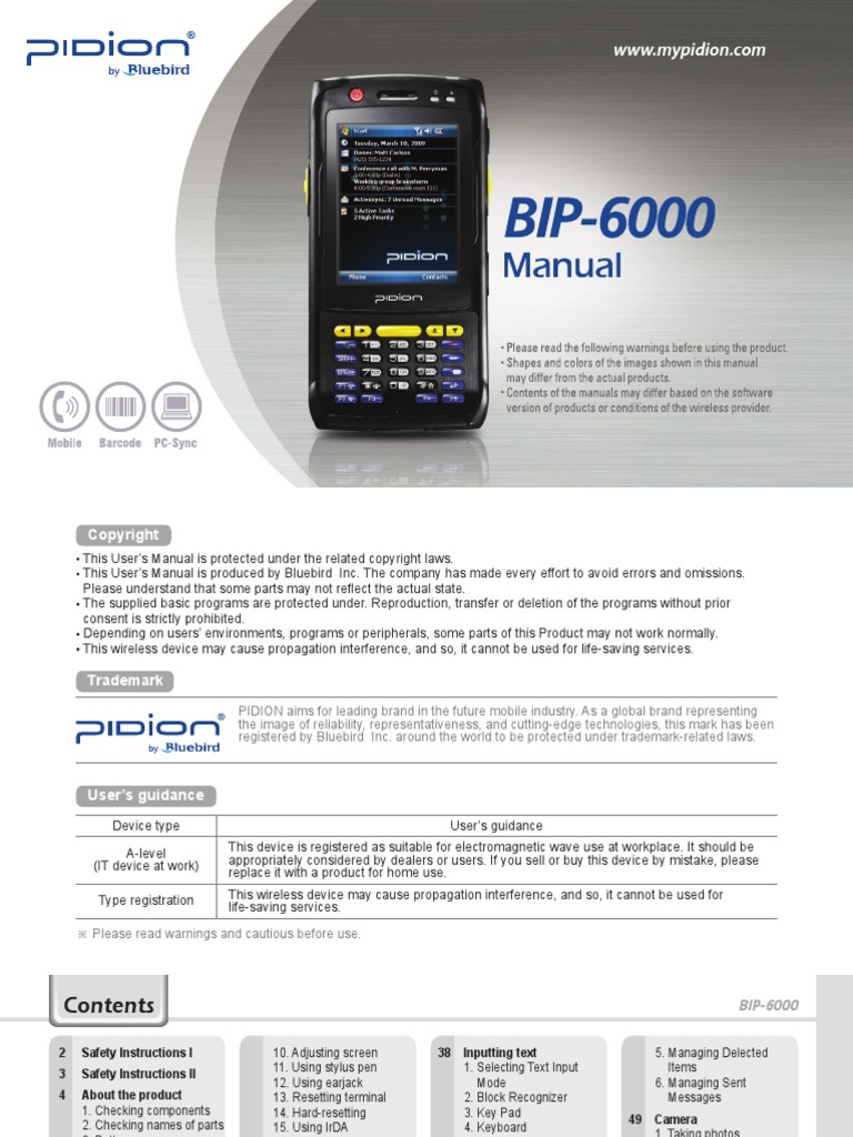 (User Manual) Bip-6000 - en | PDF | Subscriber Identity Module | Battery Charger