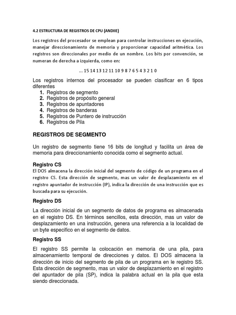 Registros de CPU y su Función | PDF | Poco | Unidad Central de ...