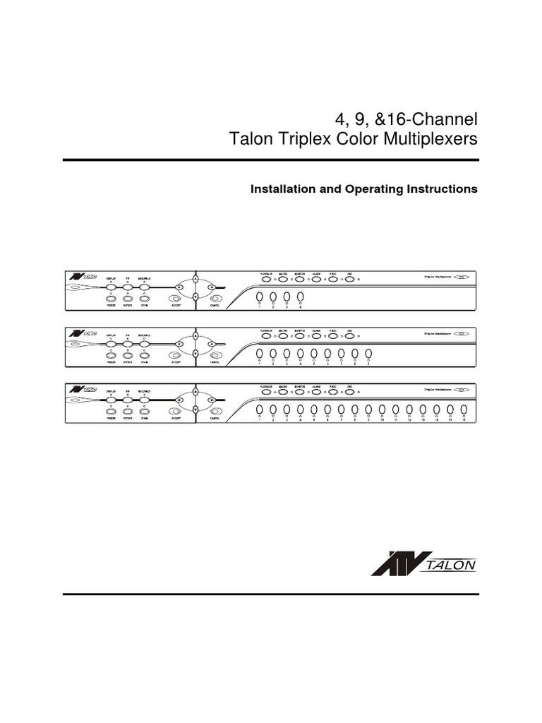 4, 9, &16-Channel Talon Triplex Color Multiplexers: Installation and ...