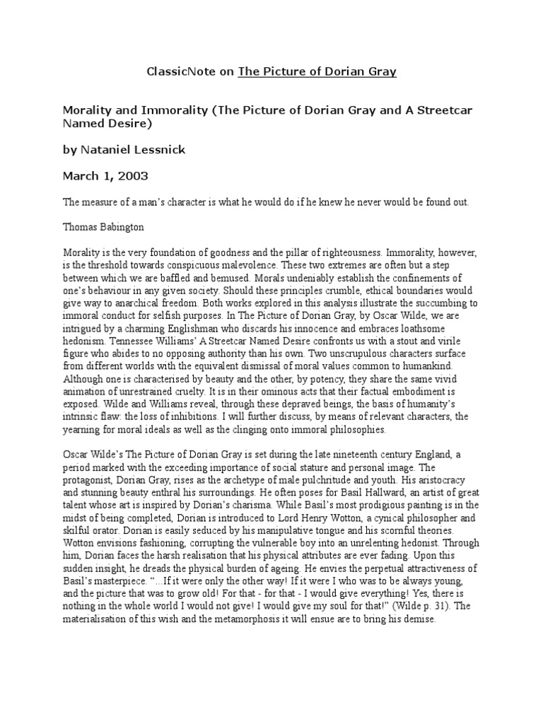 The Picture of Dorian Gray | PDF | Morality | Conscience
