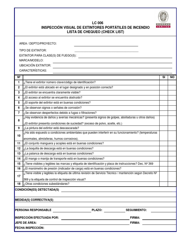 LC 006 Check List - Inspeccion de Extintores Portatiles