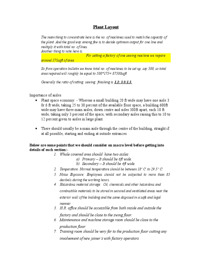 Garment Industry Plant Layout Guide | PDF | Toilet | Public Toilet