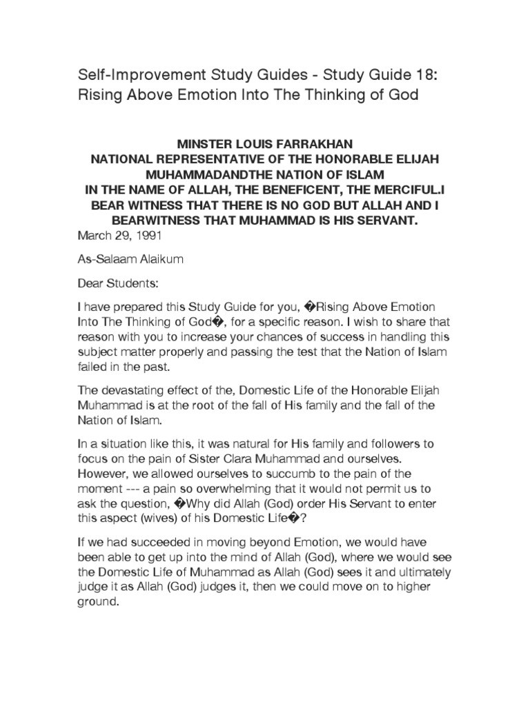 Self-Improvement Study Guides - Study Guide 18: Rising Above Emotion ...