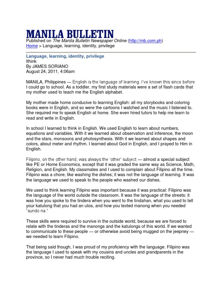 Lang Language, Learning, Identity, Privilege by James Sorianouage ...