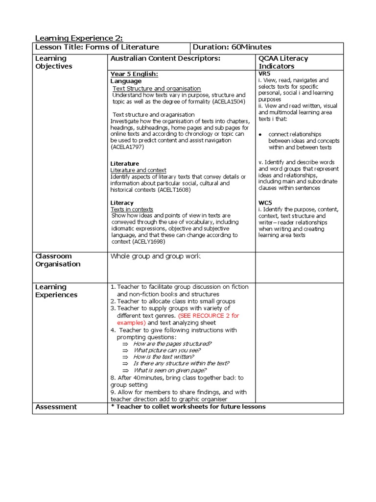 Learning Experience 2 Pdf