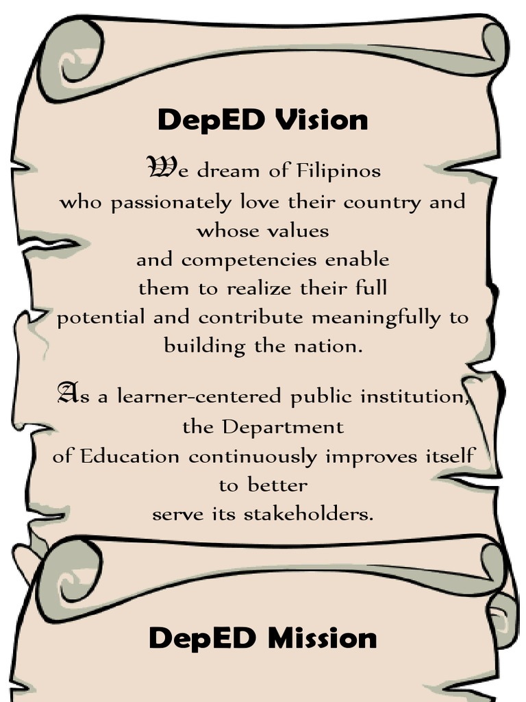 DepED Mission and Vision (Scroll) | PDF | Wellness