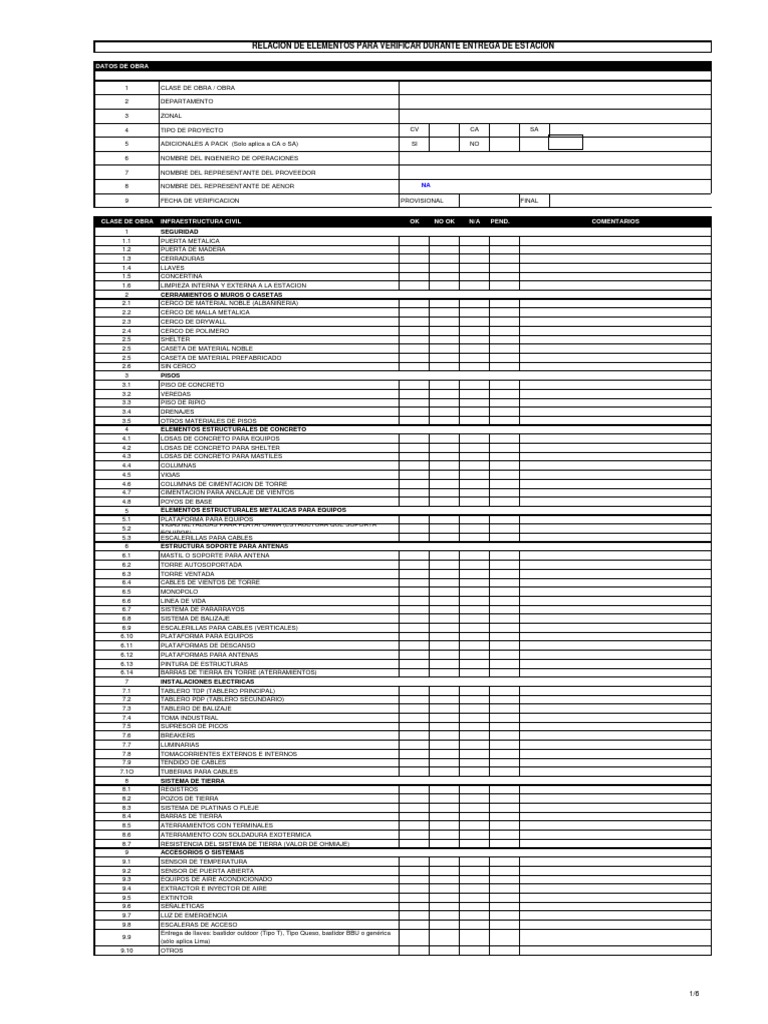 Check List de Obra | Download Free PDF | Bienes manufacturados | Ingenieria Eléctrica