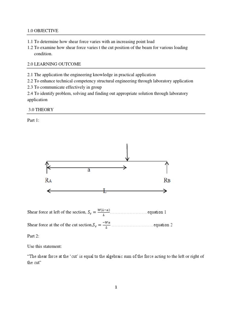 Report Shear Force in Beam | PDF | Shear Stress | Force