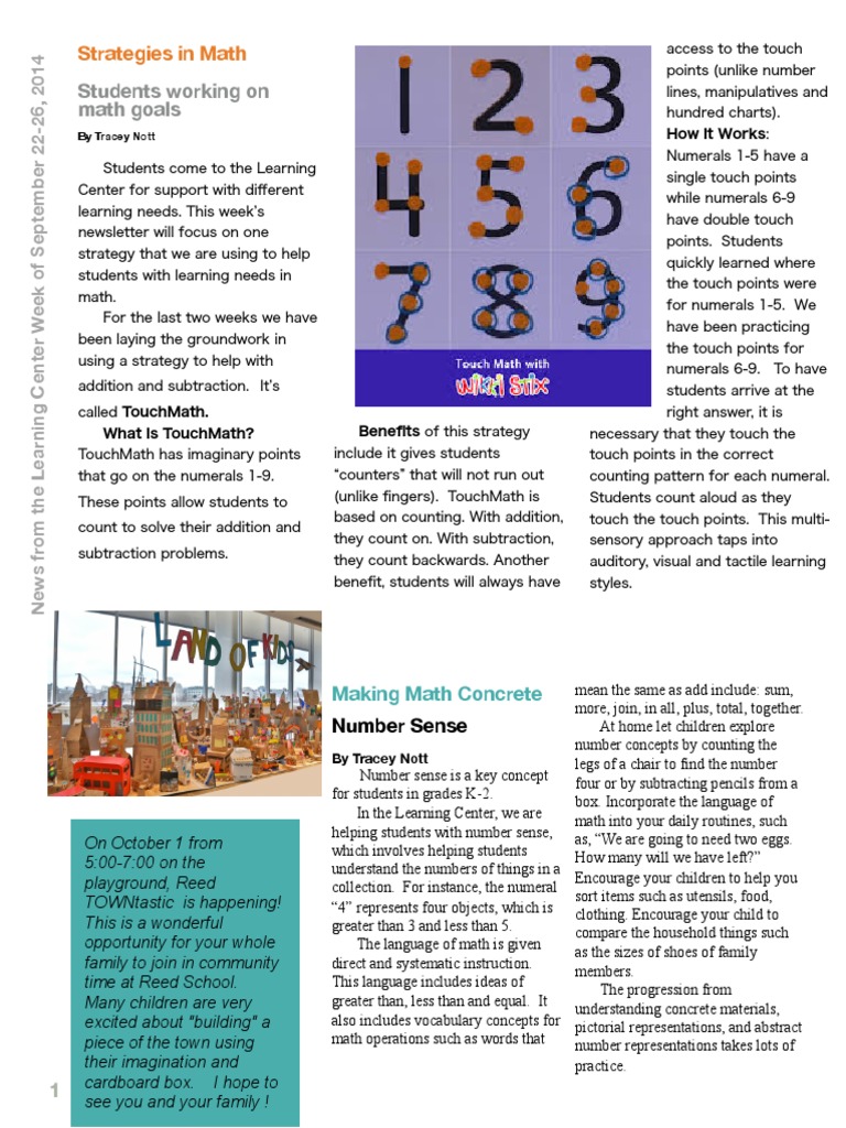 Newsletter 4 - Math Strategies | PDF | Concept | Neuropsychology