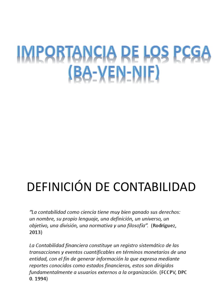 Importancia de Los Pcga. | PDF | normas internacionales de INFORMACION ...