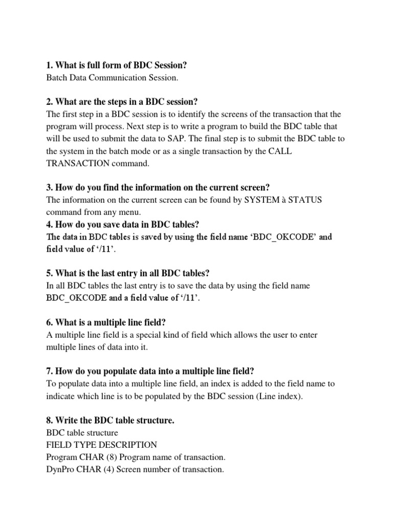 BDC Interview Questions | PDF | Database Transaction | Computer Data