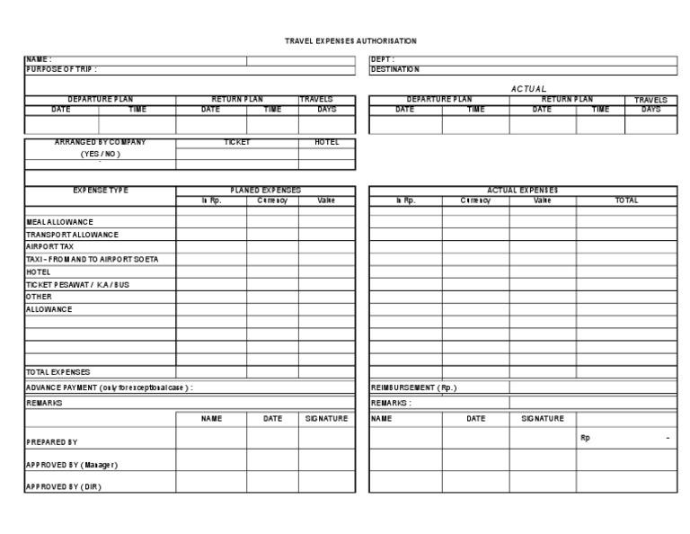 Travel Expenses Authorization Form | PDF