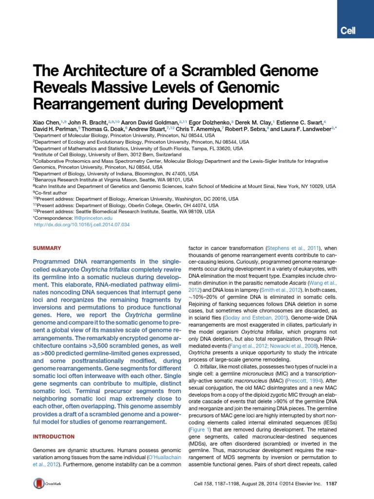 The Architecture of A Scrambled Genome Reveals Massive Levels of ...
