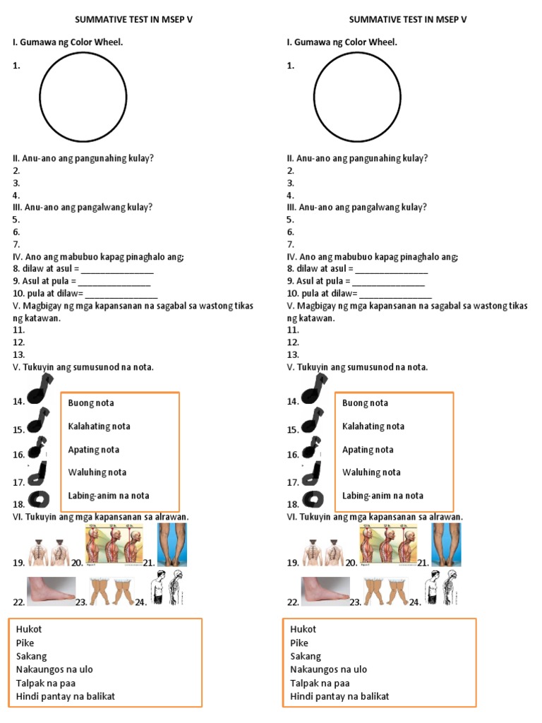 Summative Test Msep V | PDF