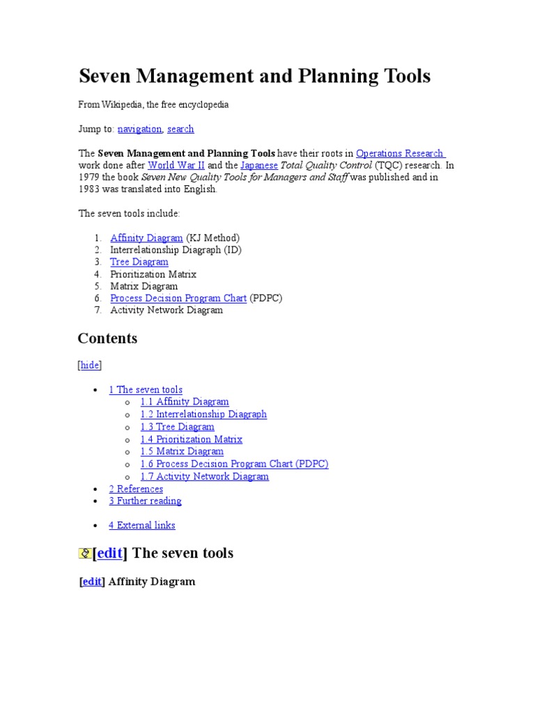 Overview of Seven Management Tools | PDF | Analysis | Systems Science