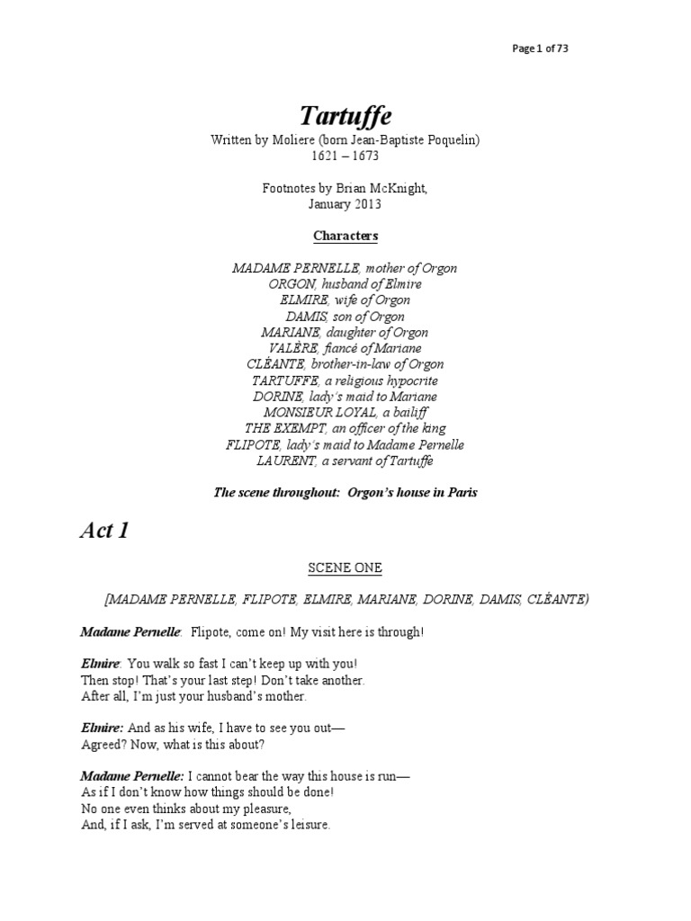 Tartuffe: Act 1 Text by Molière | PDF | Molière | Heaven