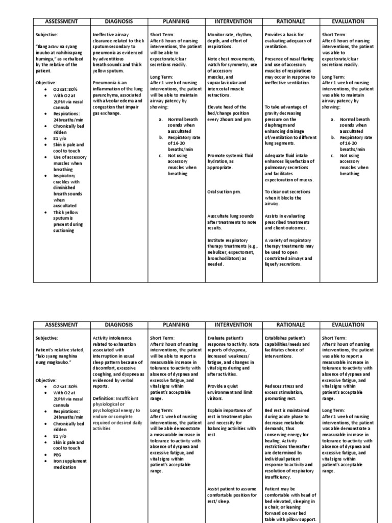 NCP For Pneumonia | PDF | Breathing | Respiratory Tract