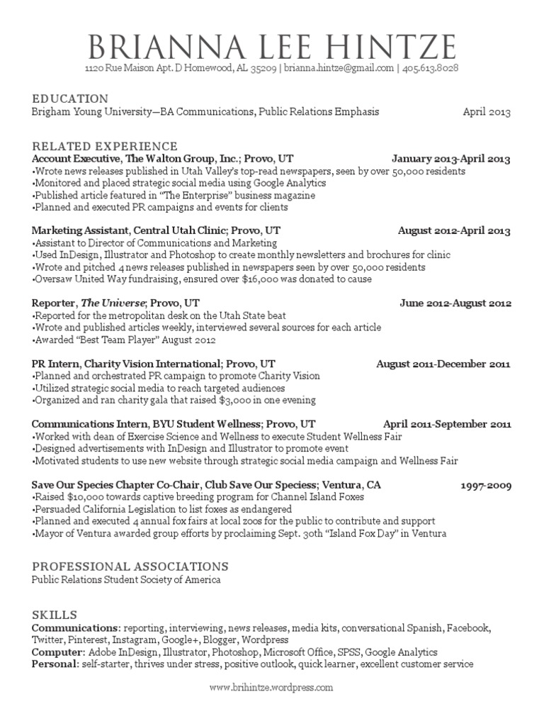 Bri Hintze Resume | PDF | Politics
