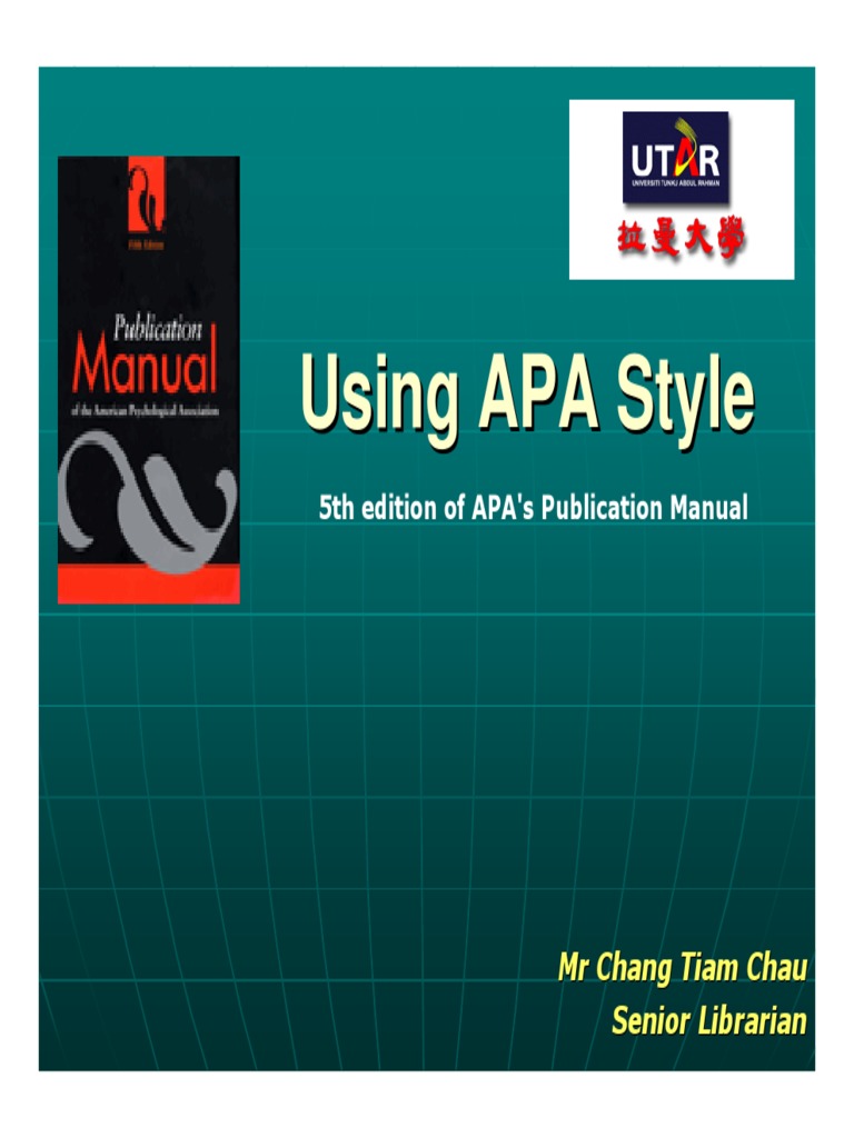 1 APAStyleCitation-UTAR | PDF | Apa Style | American Psychological ...