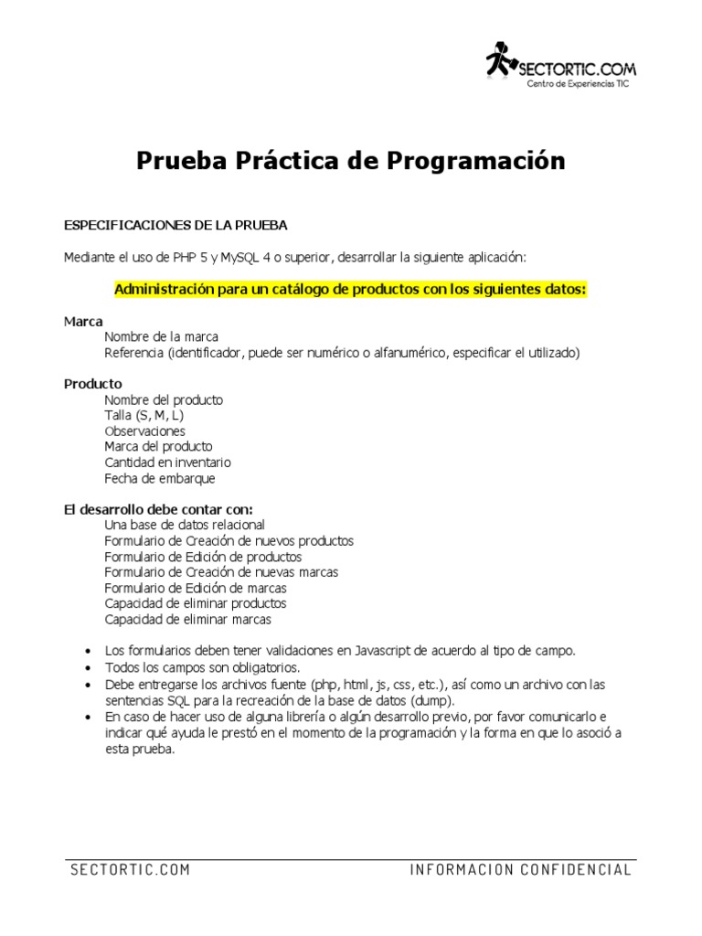 Prueba Practica de Programación | PDF | Php | SQL