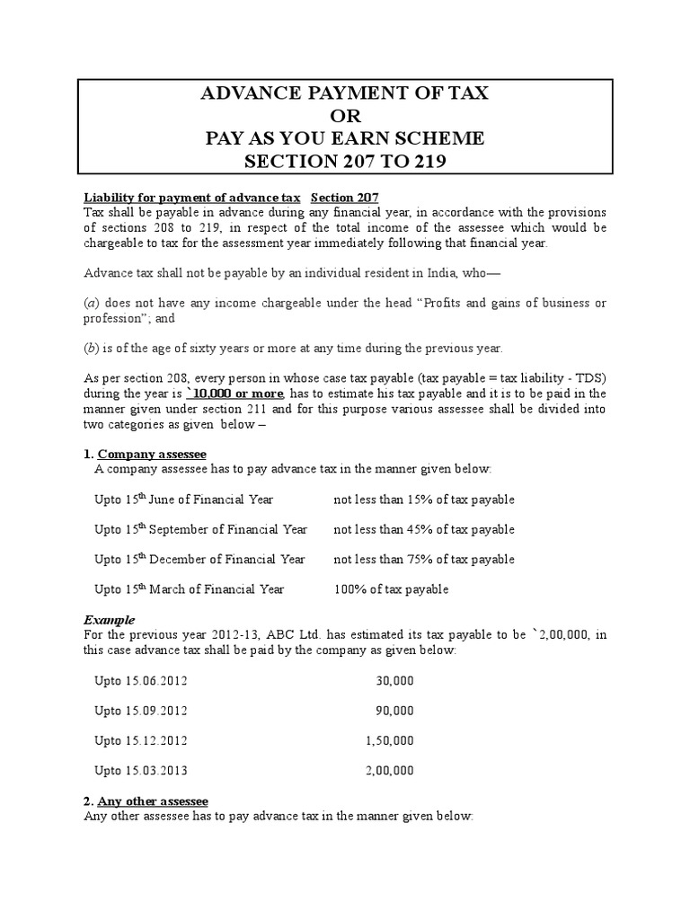 Advance Payment of Tax | PDF | Taxation | Taxes