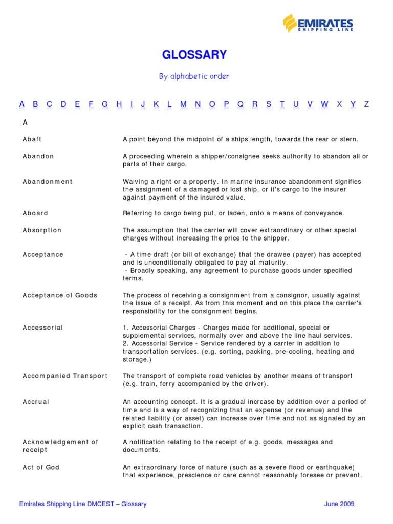 Shipping Glossary | PDF | Containerization | Cargo