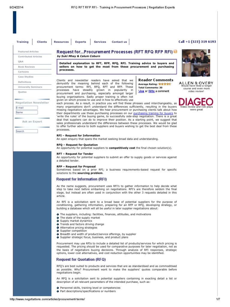 RFQ RFT RFP RFI - Training in Procurement Processes _ Negotiation ...