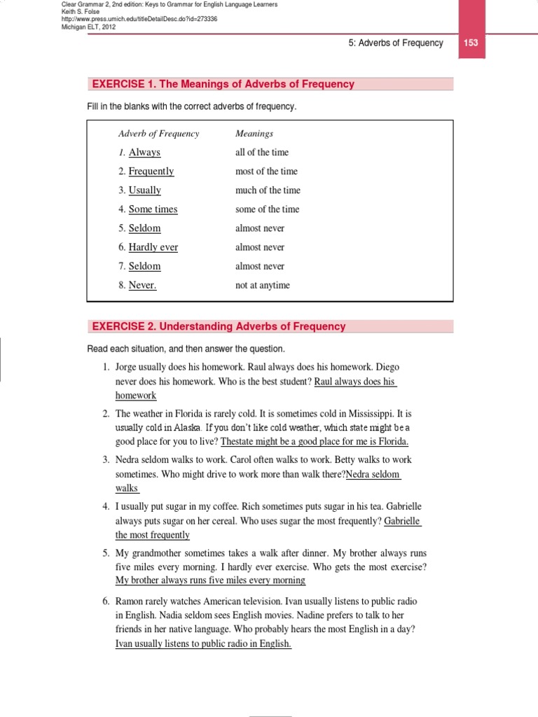 Exercises 2A Adverbs of Frecuency 6 7 8 9 | PDF | English Language | E ...