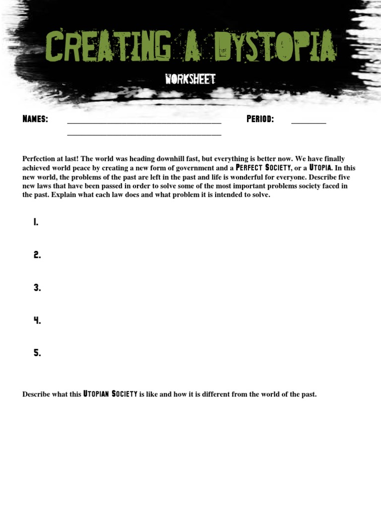 Dystopia vs. Utopia Worksheet | PDF | Dystopia | Apocalyptic And Post ...