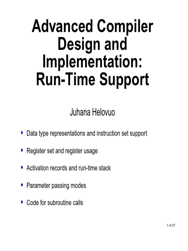 Advanced Compiler Design and Implementation: Run-Time Support | PDF | Subroutine | Parameter ...