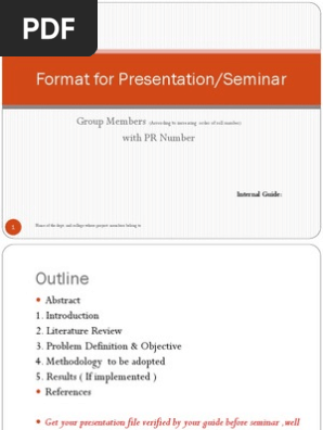 Seminar Presentation Format