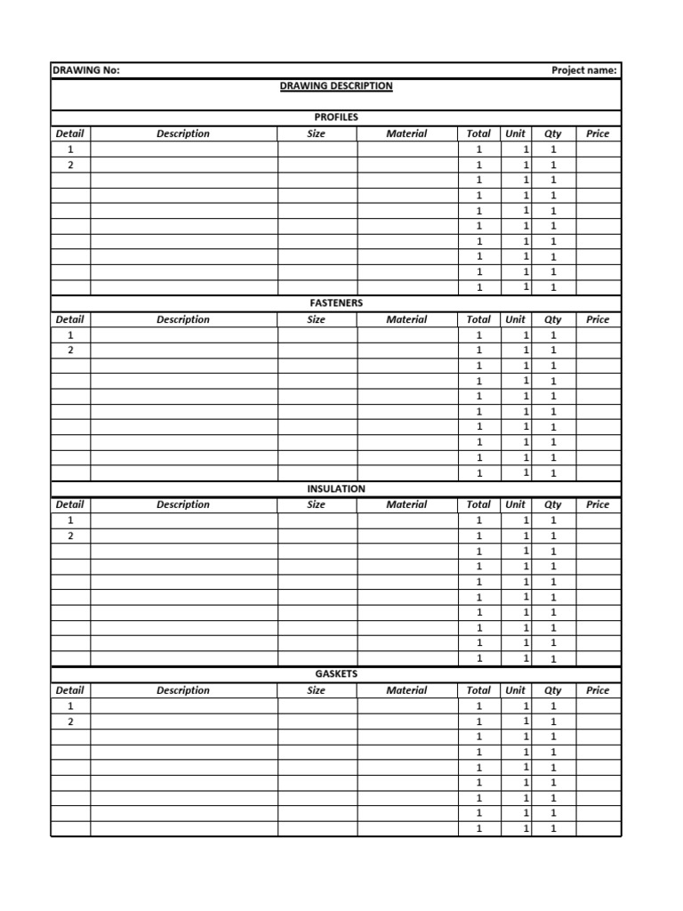 Bill of Materials Template | PDF