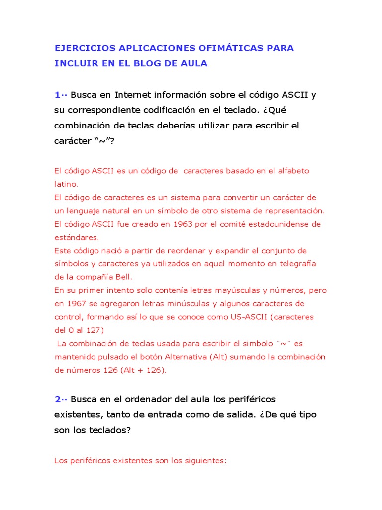 Ejercicios Aplicaciones Ofimáticas 1º Semana | PDF | Microsoft ...