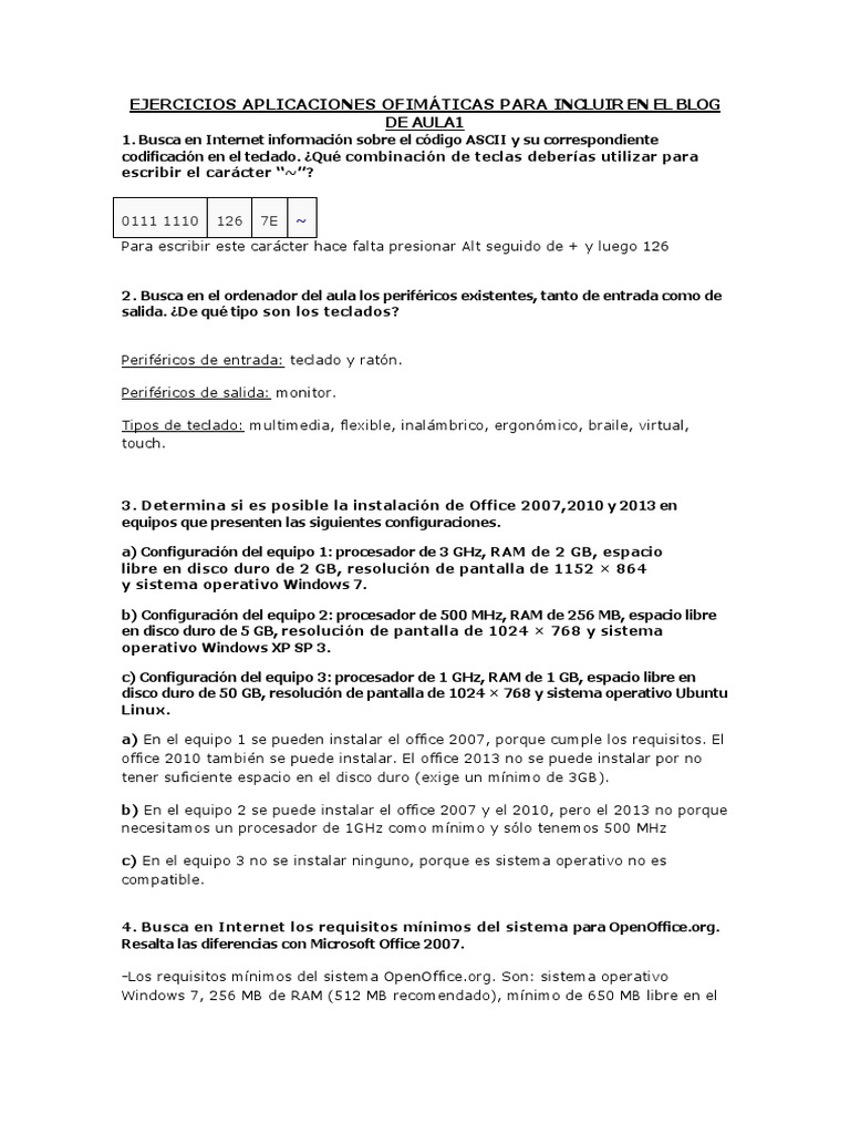 Ejercicios Aplicaciones Ofimáticas Paraincluir en El Blog de Aula1 ...