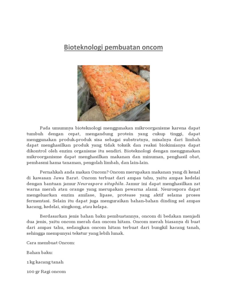 Bioteknologi Pembuatan Oncom | PDF | Griya & Taman
