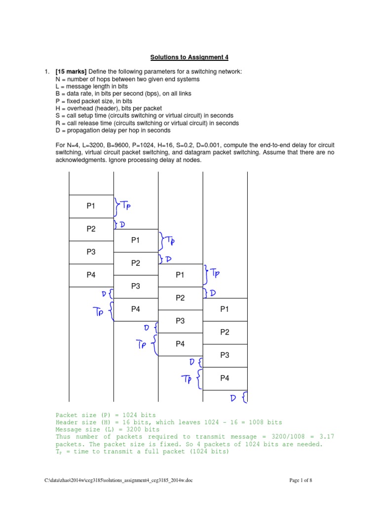 Solutions Assignment4 Ceg3185 2014w | PDF | Packet Switching | Network Protocols