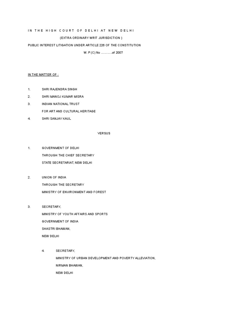 Save Yamuna River: PIL Against Destruction | PDF