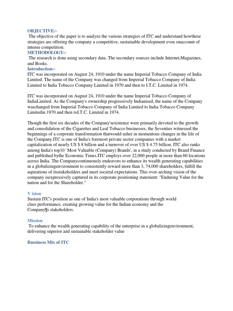 ITC Industry Analysis | PDF | Strategic Management | Brand
