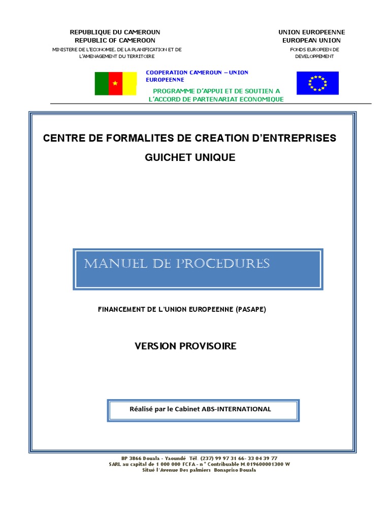 Manuel des procédures de création d'entreprises | PDF | Impôts | Business