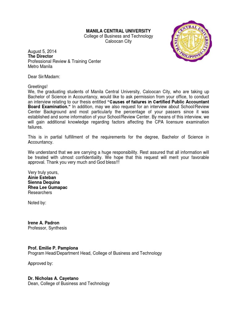 Request Letter Conduct Survey | PDF