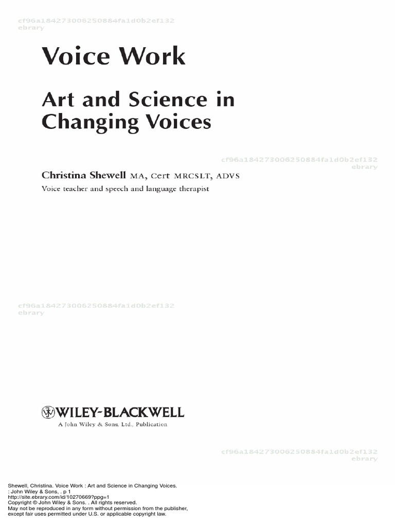 Voice Work Art and Science in Changing Voices Intro | PDF