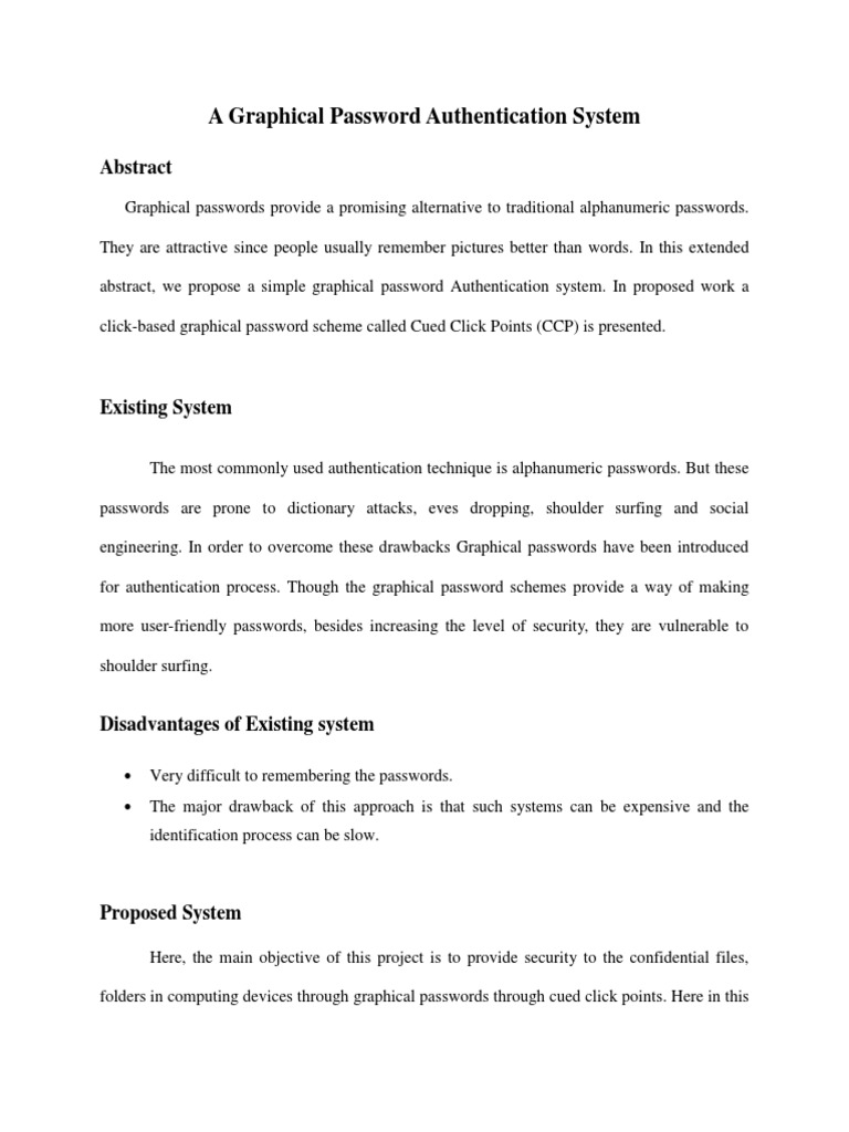 A Graphical Password Authentication System Abs | PDF | Password | Authentication