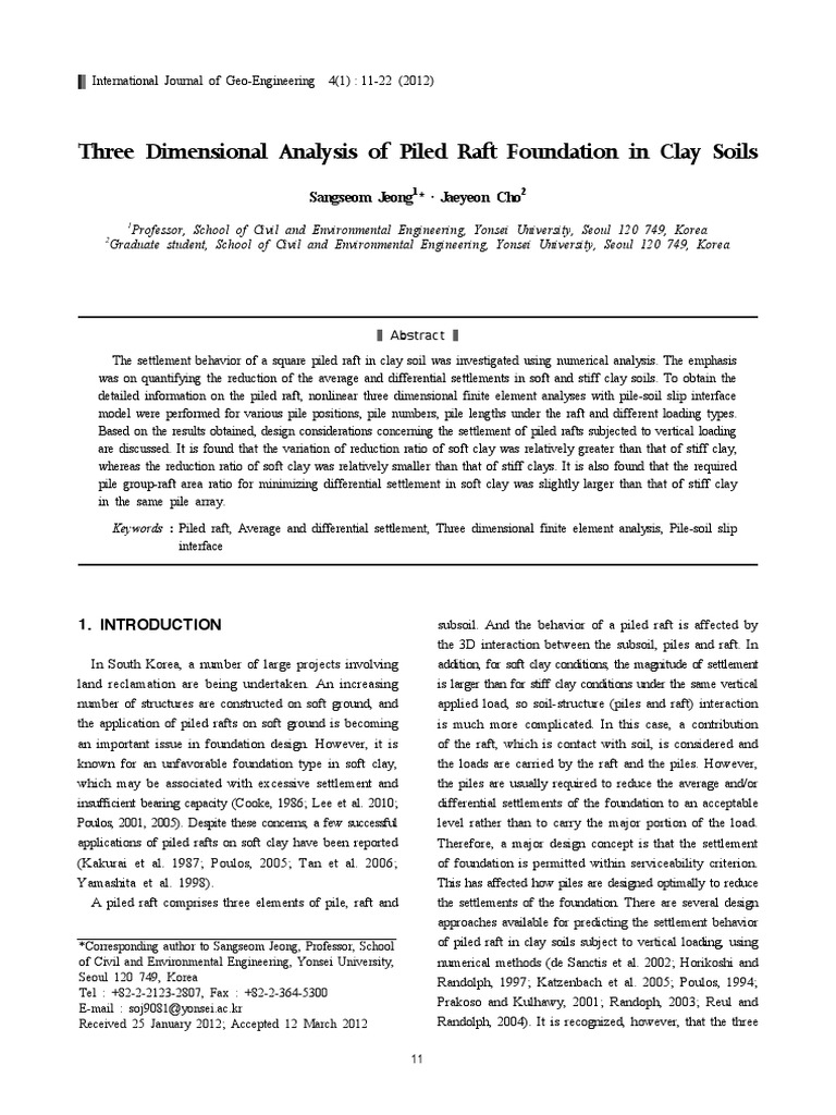 32.three Dimensional Analysis of Piled-Raft Foundation in Clay Soils ...