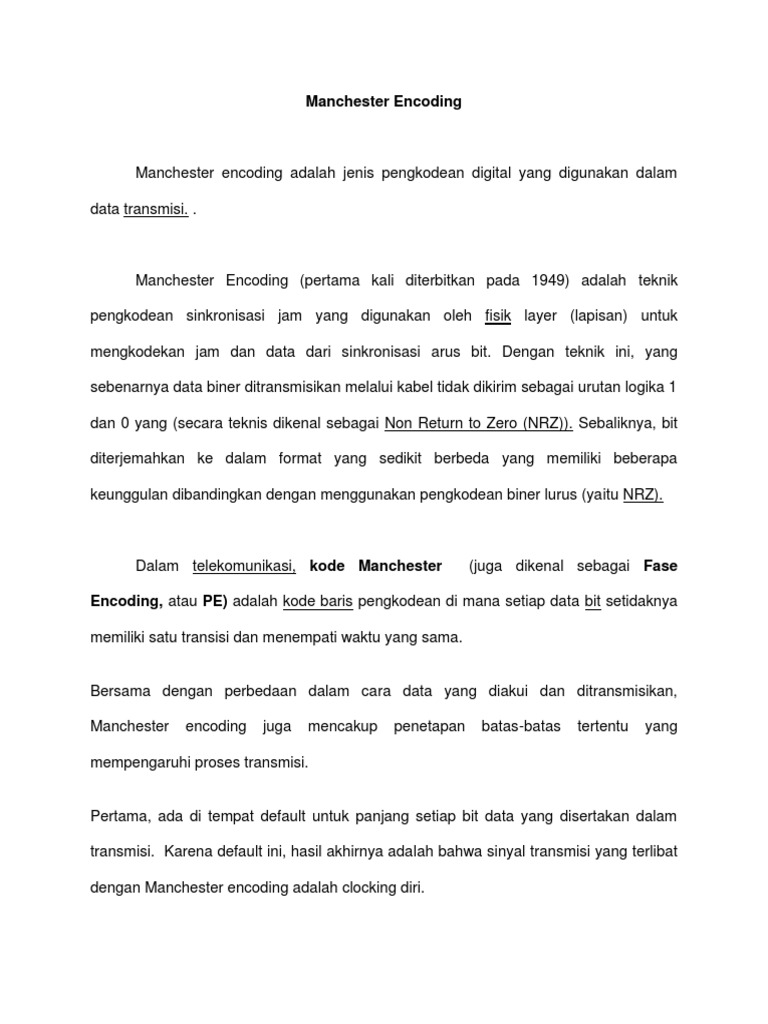 Manchester Encoding: Teknik Pengkodean Data | PDF