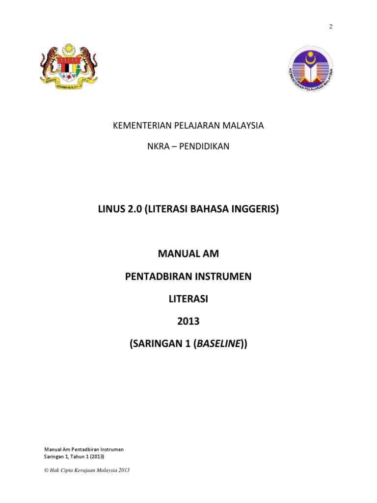 LINUS 2.0 (Literasi Bahasa Inggeris) - Manual Am Pentadbiran Instrumen ...