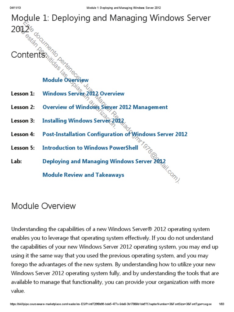 Module 1 - Deploying and Managing Windows Server 2012 | PDF | Cloud Computing | Active Directory